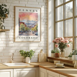 Denver Colorado Watercolor Printable | Mountain City Skyline Wall Art ...