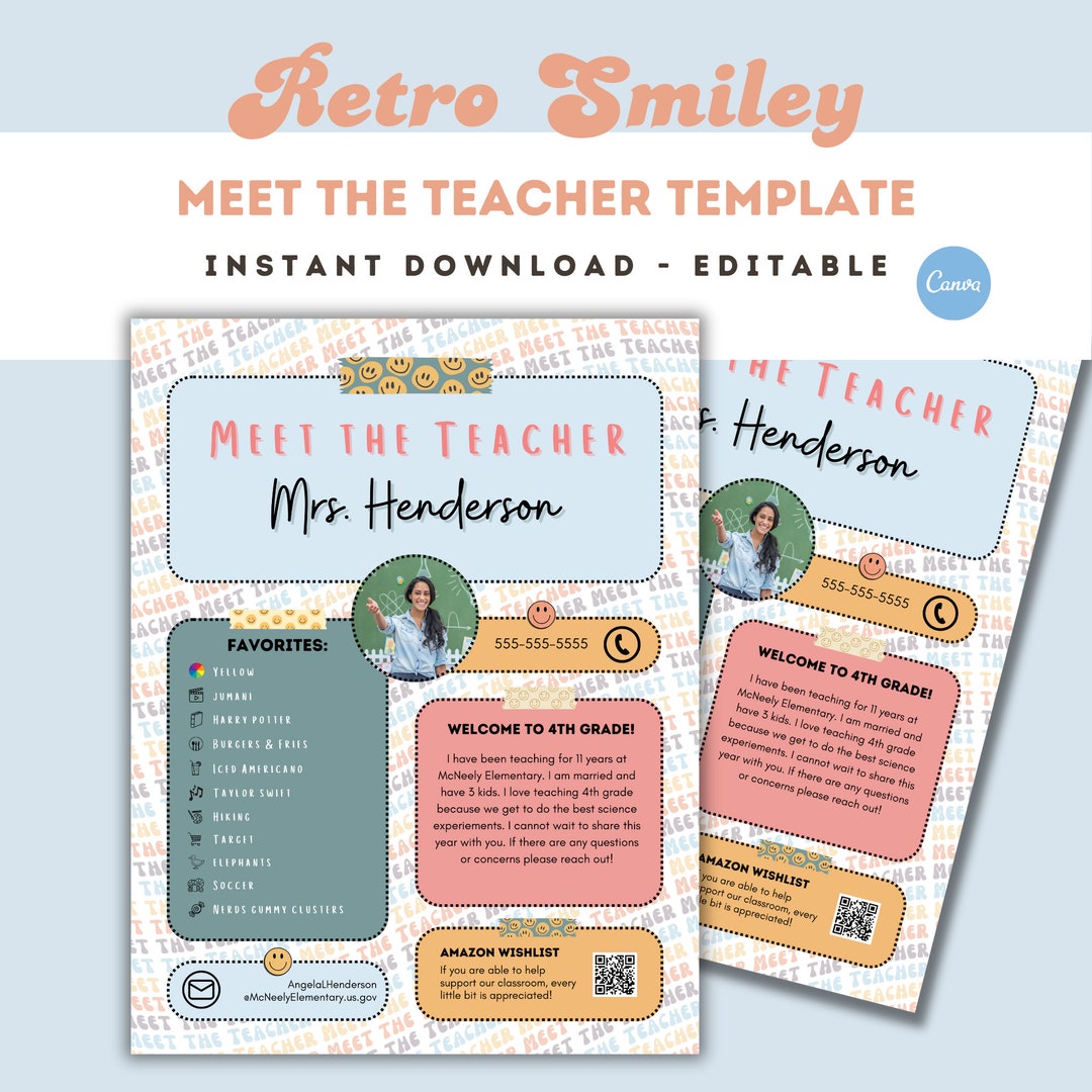 Meet the Teacher Template for Back to School Newsletter Retro Classroom ...