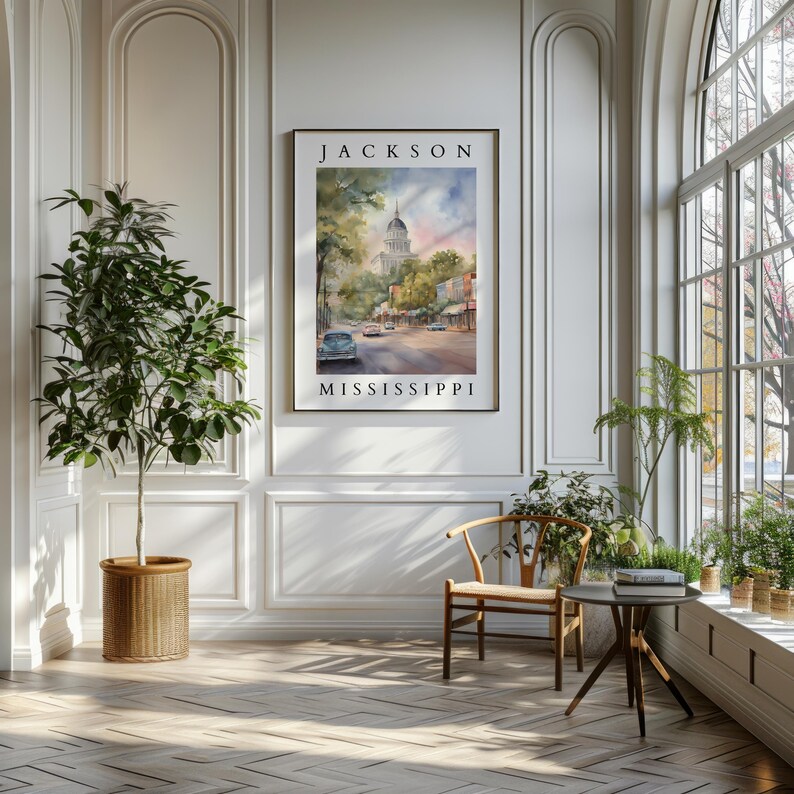 Jackson Mississippi Watercolor Printable | Digital Wall Art | Historic ...