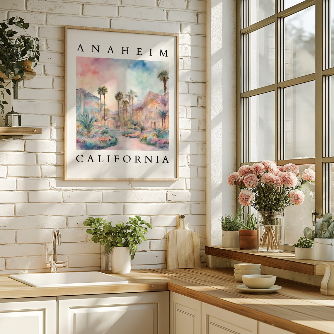 Anaheim California Watercolor Print | California Wall Art | Palm Trees ...