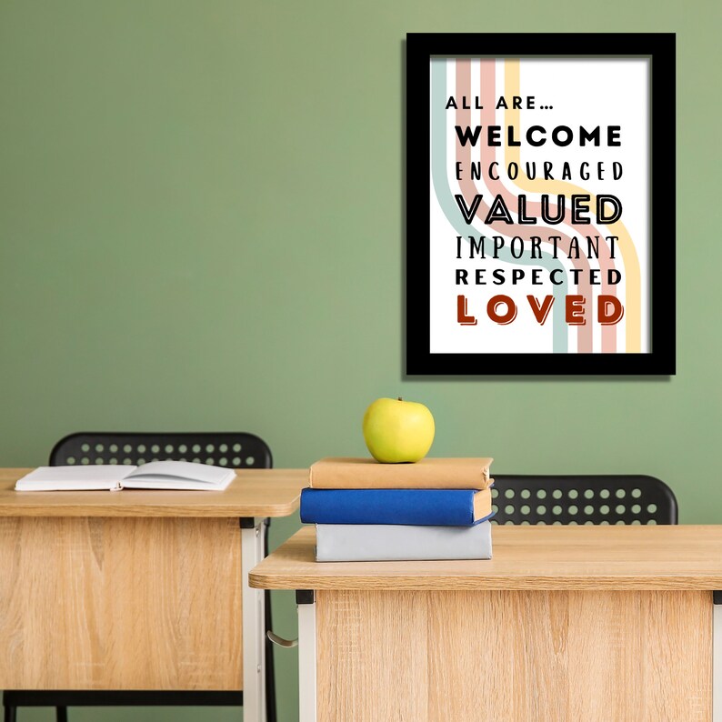 All Are Welcome Classroom Rainbow Poster - New School Year - New ...