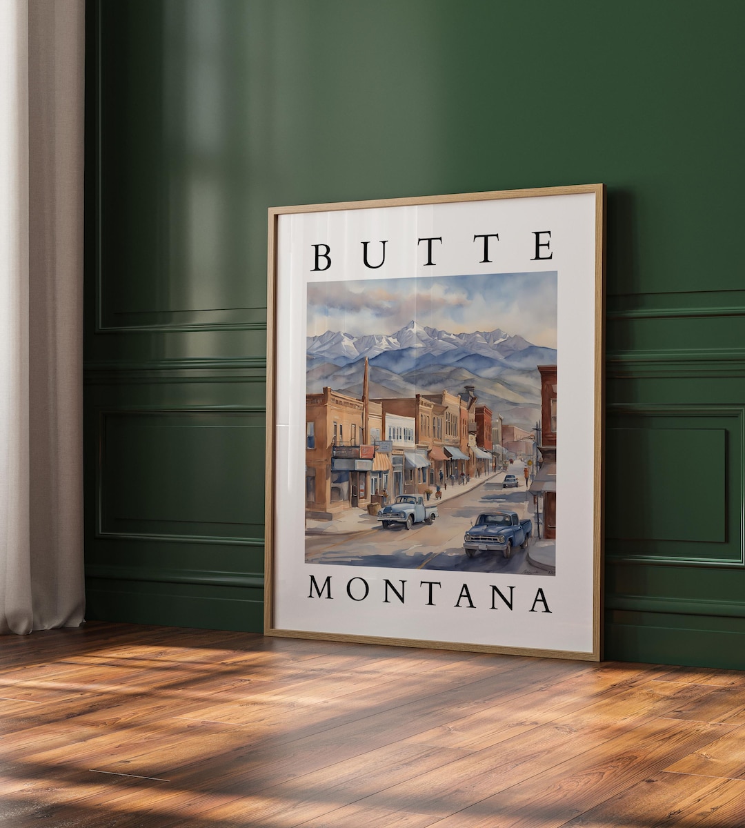 Butte Montana Watercolor Printable | Historic Downtown Art | Montana ...