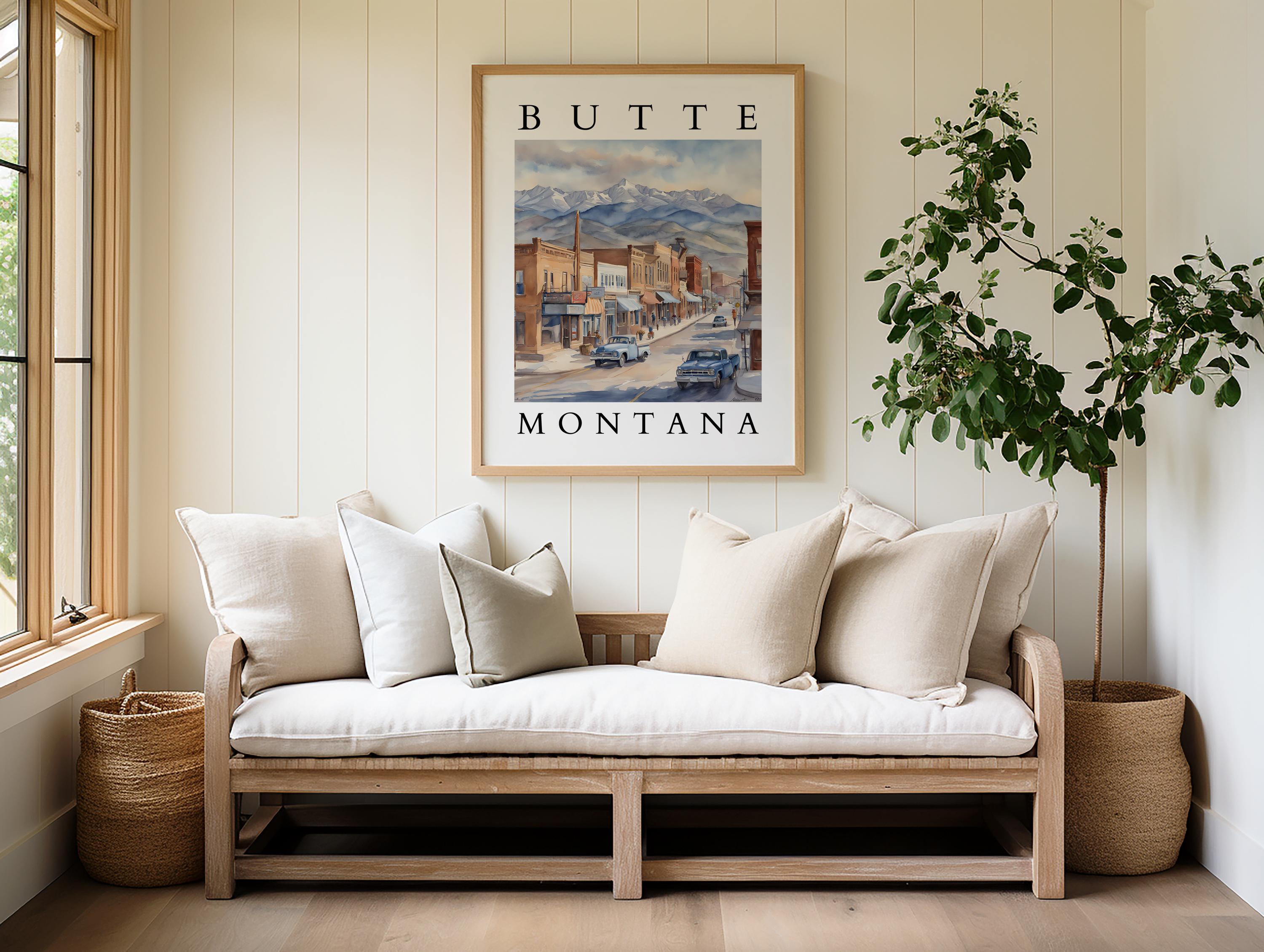 Butte Montana Watercolor Printable | Historic Downtown Art | Montana ...
