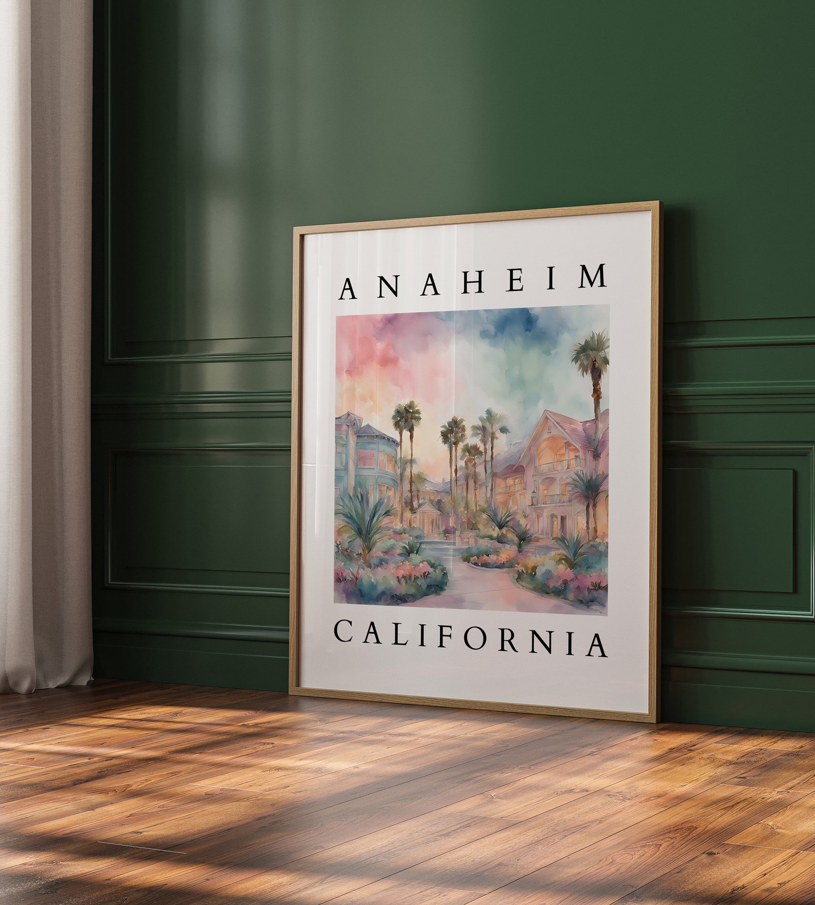 Anaheim California Watercolor Print | California Wall Art | Palm Trees ...