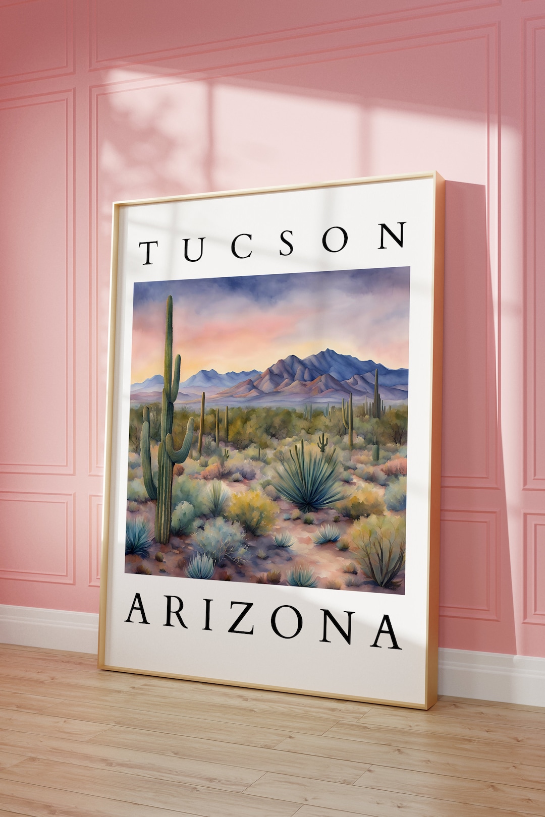 Tucson Arizona Watercolor Printable | Desert Cactus and Mountain ...