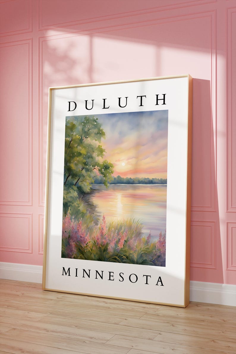 Duluth Minnesota Watercolor Printable | Digital Wall Art | Lake Sunset ...