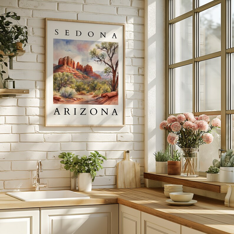 Sedona Arizona Watercolor Printable - Red Rock Desert Landscape Art ...