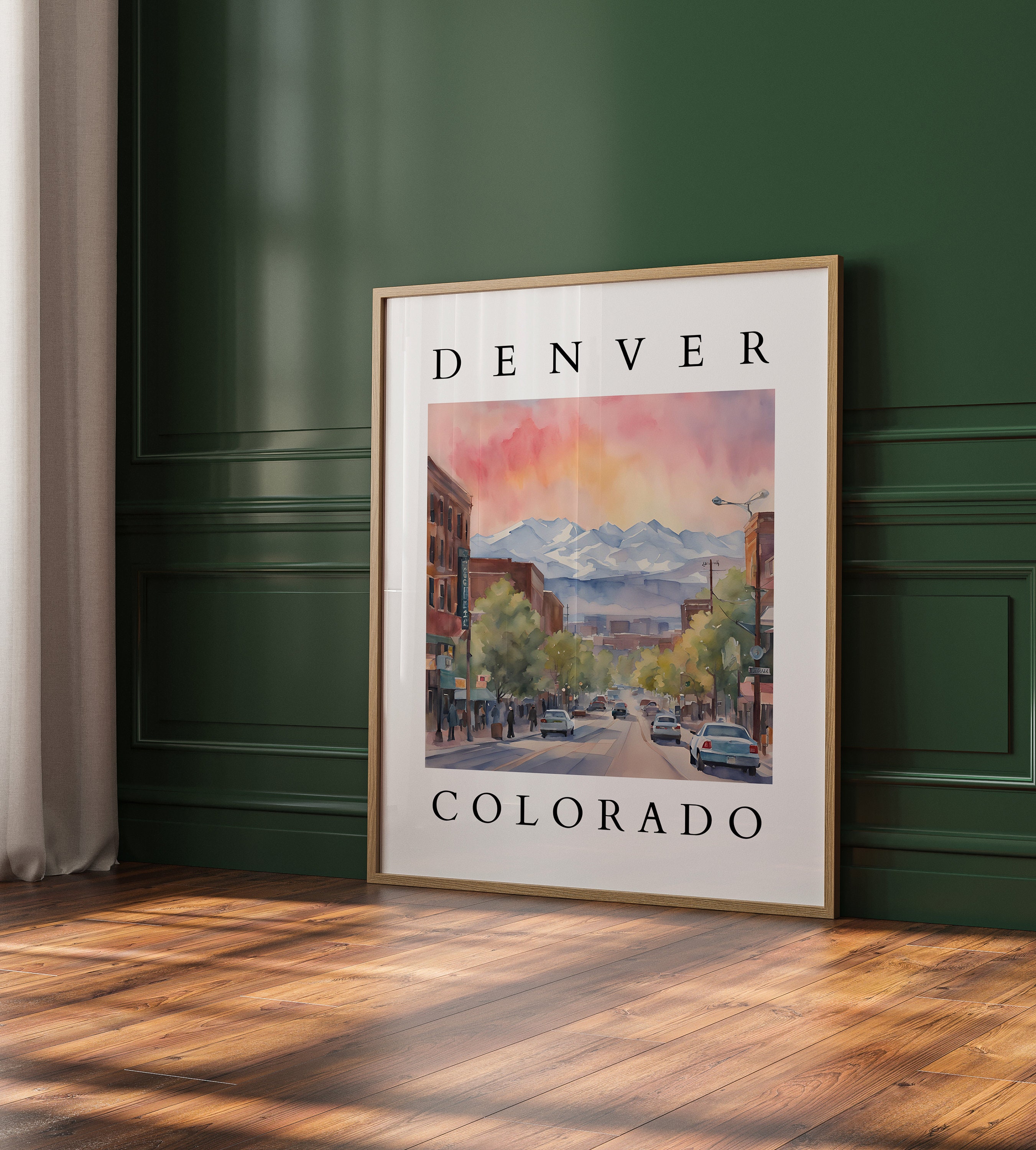 Denver Colorado Watercolor Printable | Mountain City Skyline Wall Art ...