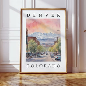 Denver Colorado Watercolor Printable | Mountain City Skyline Wall Art ...