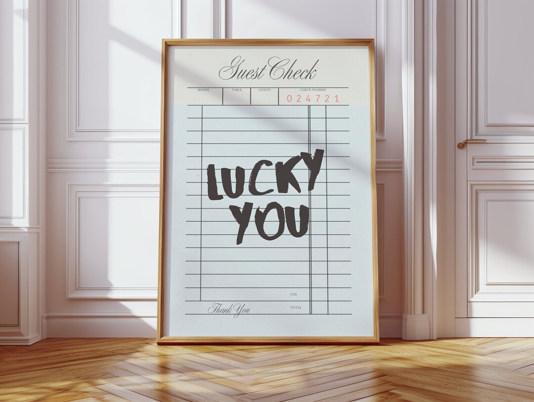 Lucky You Guest Check Wall Art Printable | Positive Good Luck Home ...