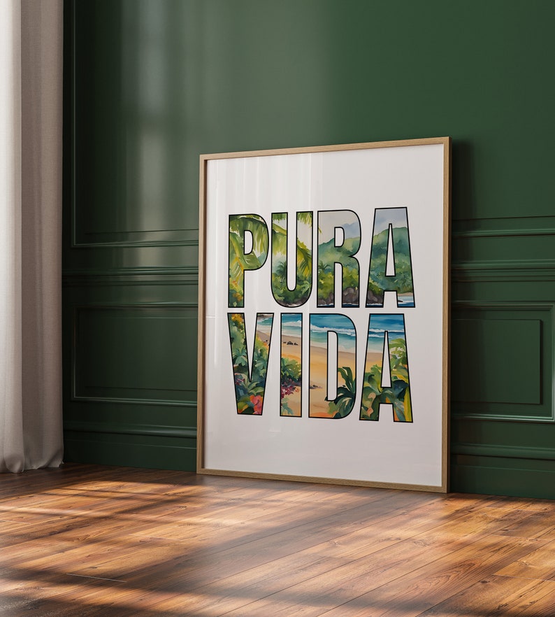 Pura Vida Tropical Printable | Costa Rica Beach Art | Pure Life Beach ...