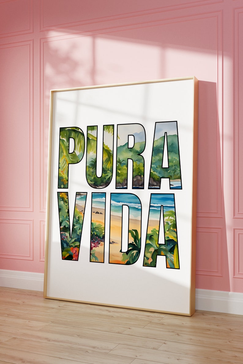Pura Vida Tropical Printable | Costa Rica Beach Art | Pure Life Beach ...