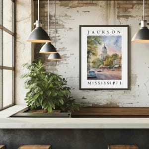 Jackson Mississippi Watercolor Printable | Digital Wall Art | Historic ...