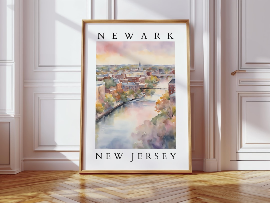 Newark New Jersey Watercolor Printable | Digital Cityscape Wall Art ...