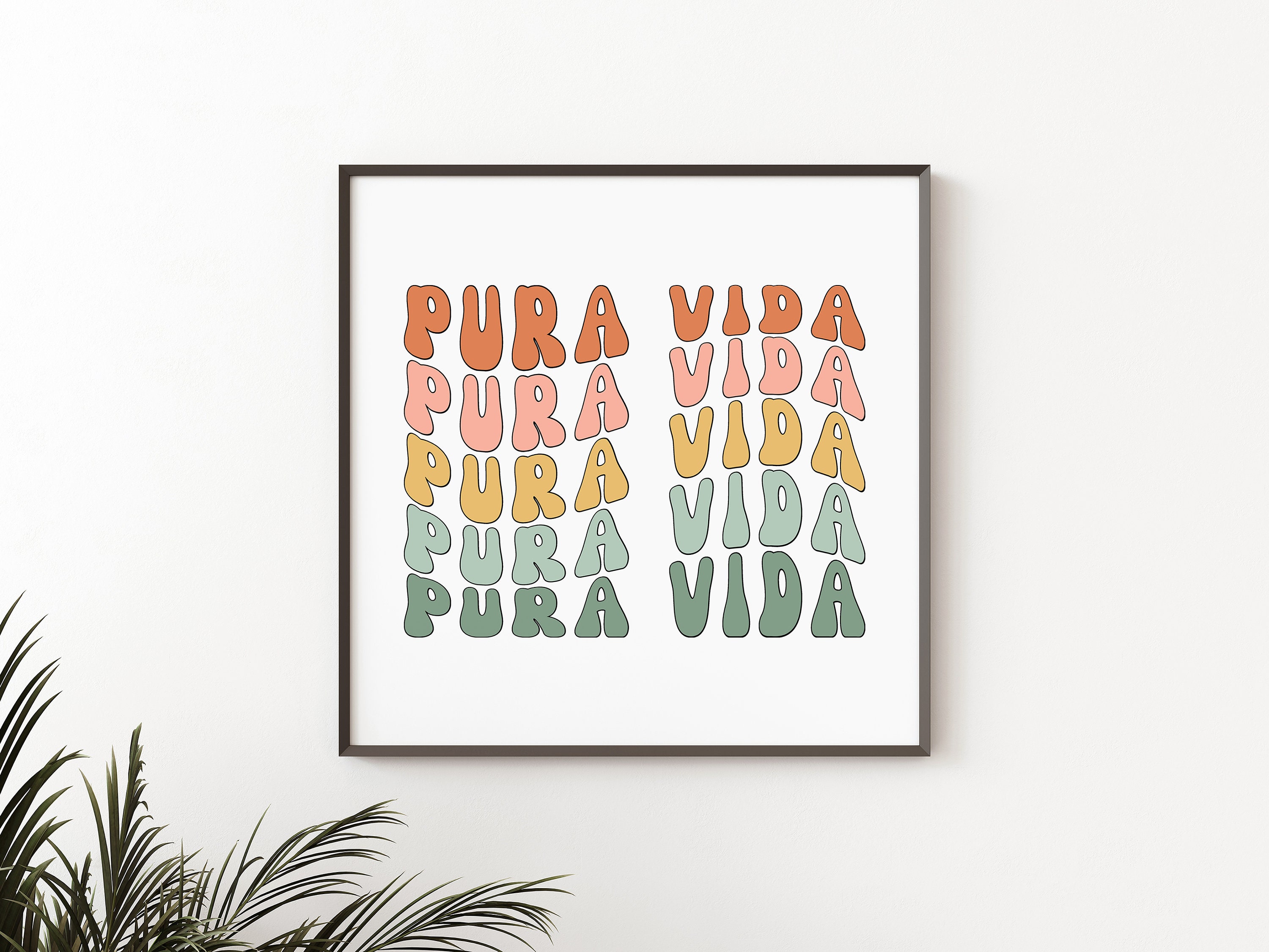 Retro Wavy Pura Vida Boho Color Printable | Square Pura Vida Costa Rica ...