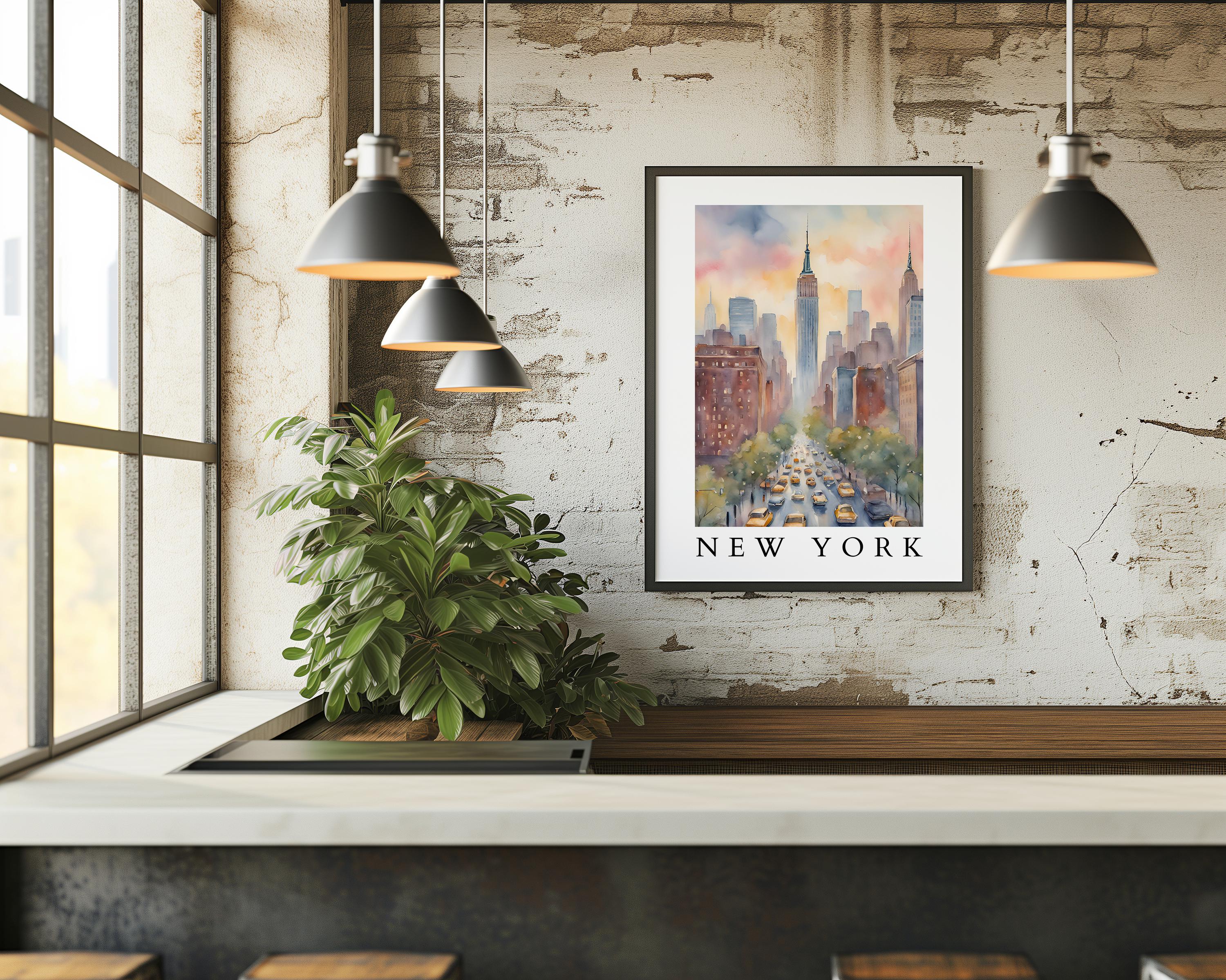 New York City Watercolor Printable | NYC Empire State Building Art ...