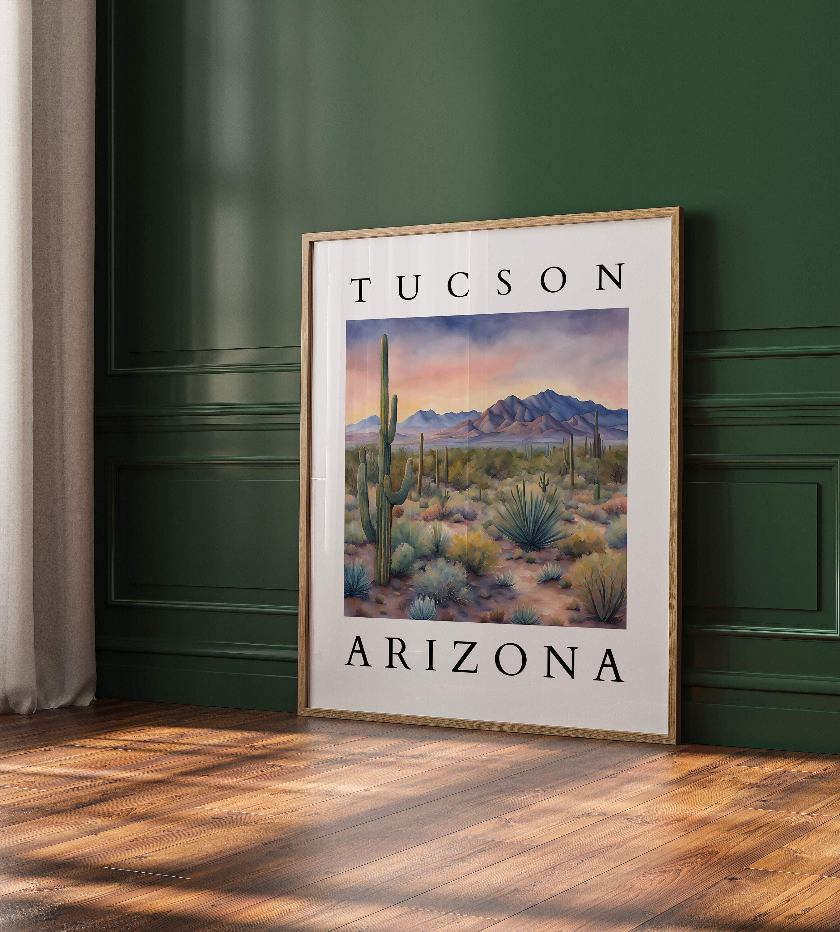 Tucson Arizona Watercolor Printable | Desert Cactus and Mountain ...