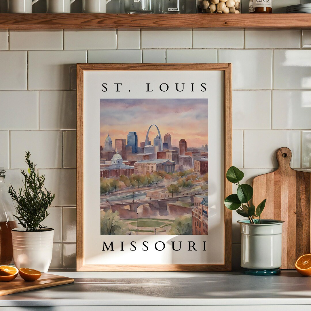 St. Louis Missouri Watercolor Printable | Digital Wall Art | Skyline ...