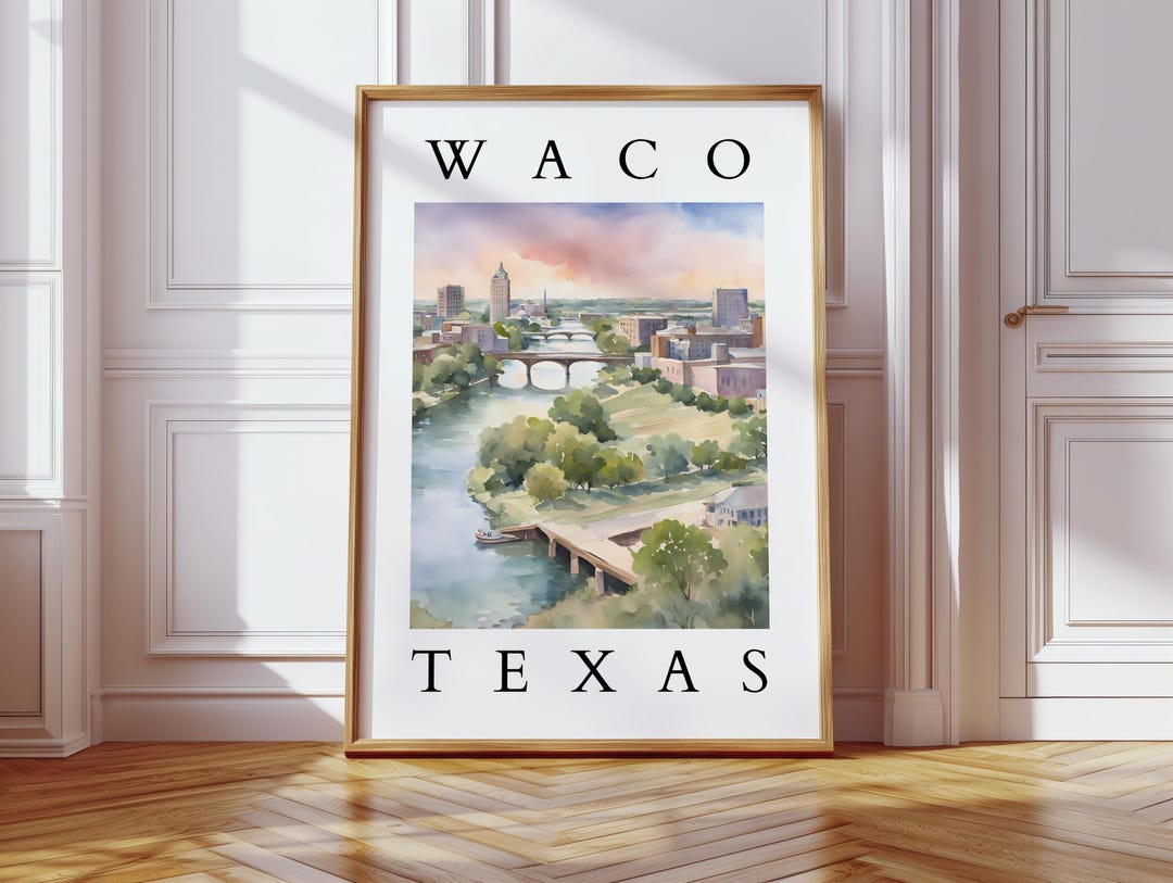 Waco Texas Watercolor Printable | Historic Cityscape Art | Digital Wall ...