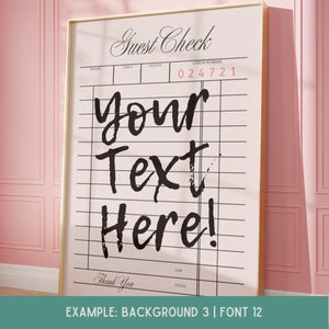 Custom Wall Art Guest Check Prints | Customizable Poster for Living ...