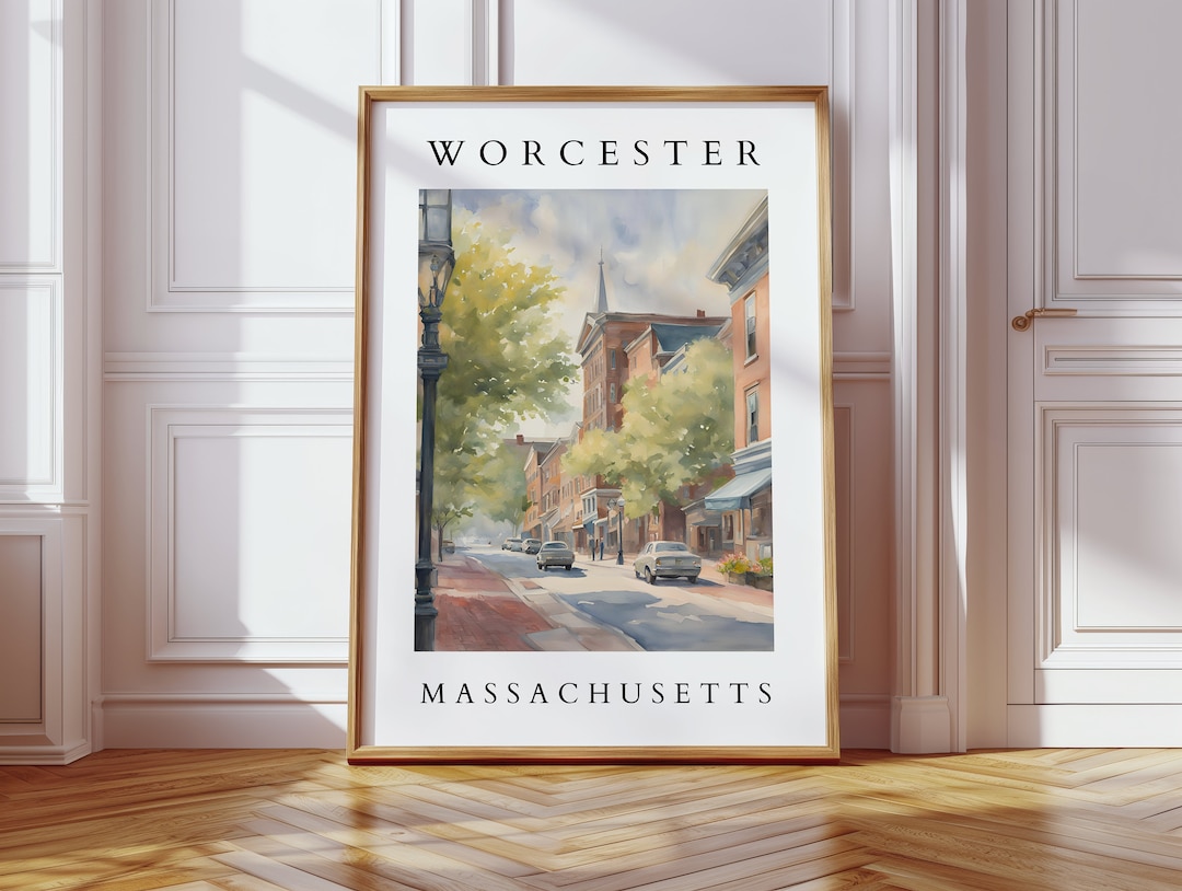 Worcester Massachusetts Watercolor Printable | Historic Cityscape Wall ...