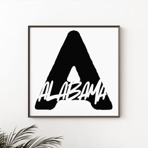 Alabama Printable Art | Bold Letter State Poster | Modern Alabama Wall ...