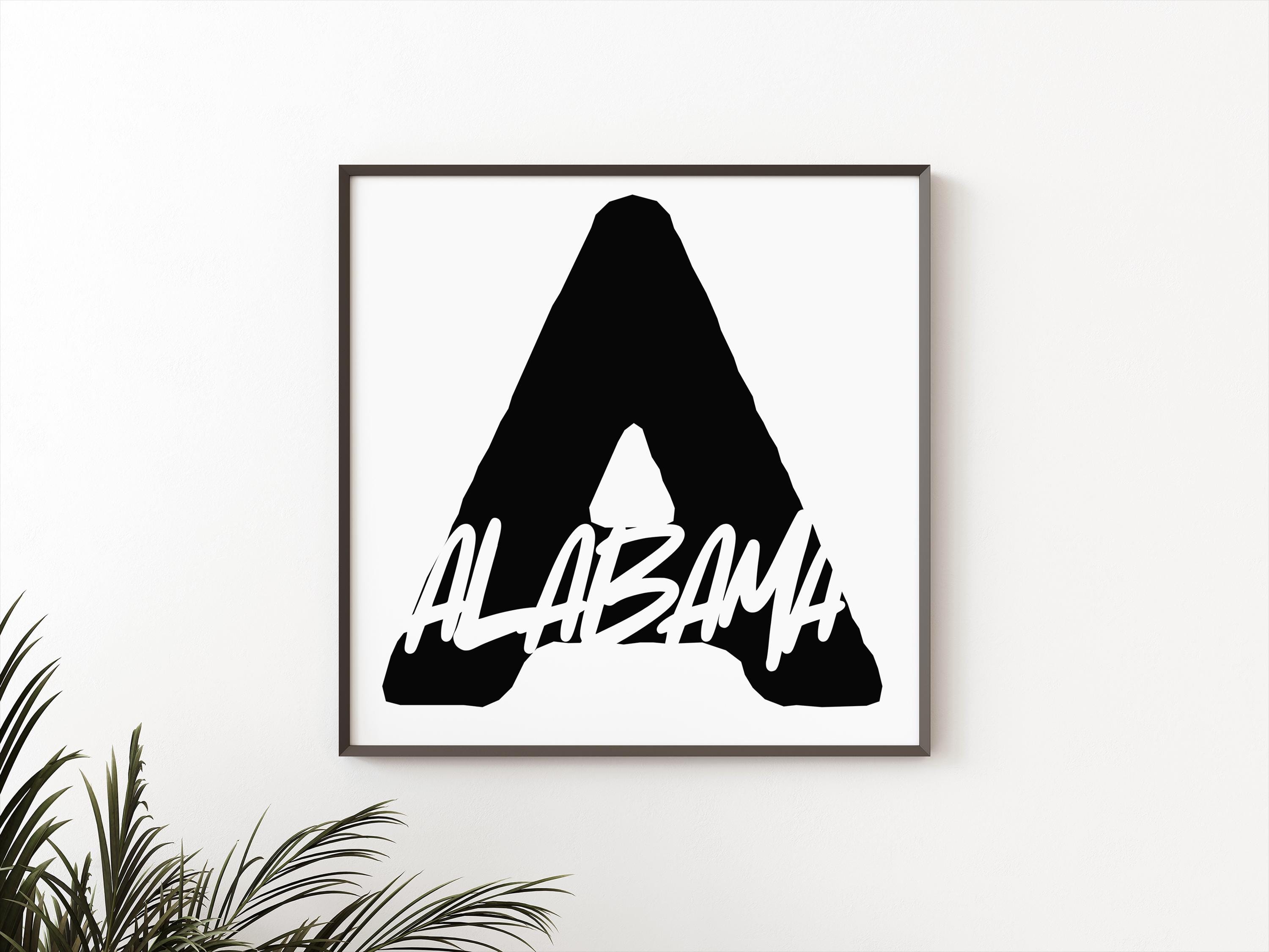 Alabama Printable Art | Bold Letter State Poster | Modern Alabama Wall ...