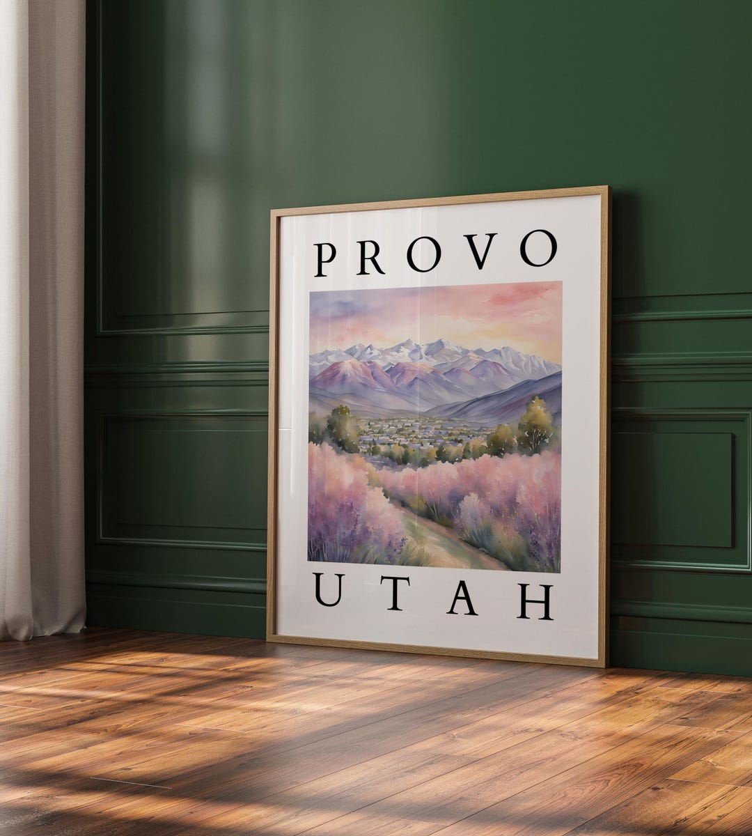 Provo Utah Watercolor Printable | Mountain Landscape Art | Digital Wall ...
