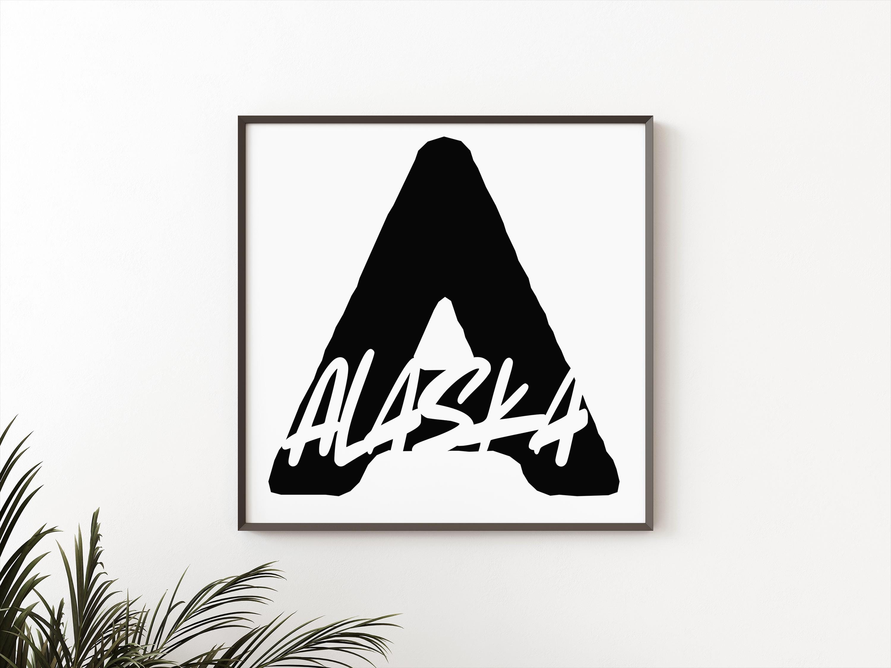 Alaska Printable Art | Bold Letter State Poster | Modern Alaska Wall ...
