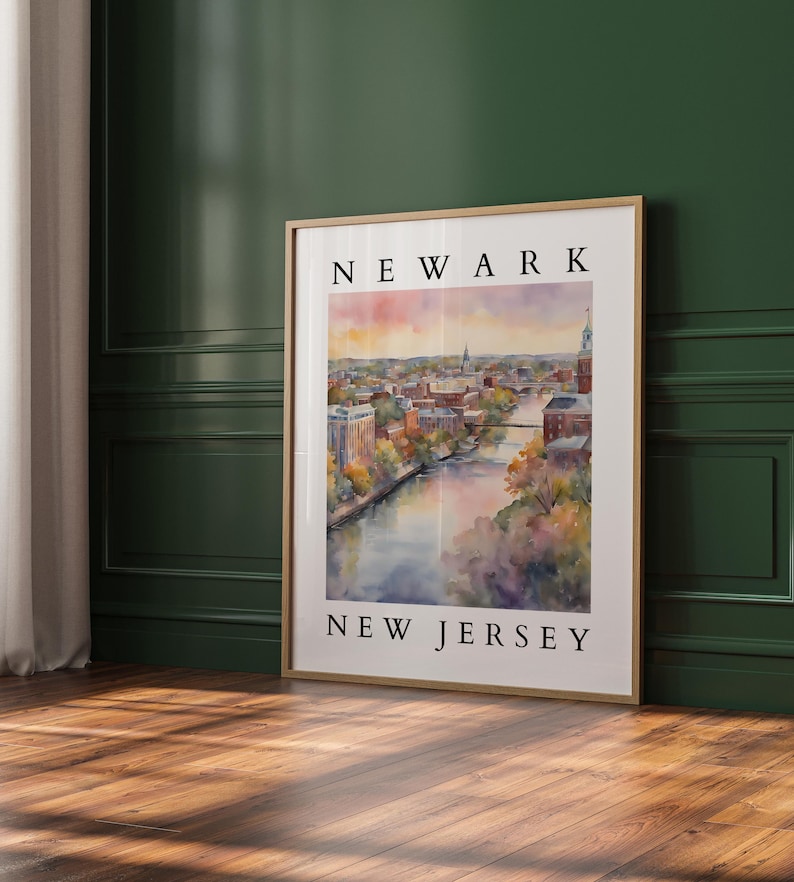 Newark New Jersey Watercolor Printable | Digital Cityscape Wall Art ...