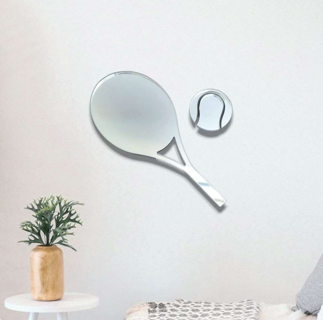 Tennis Racket & Ball Large Acrylic Mirror Wall Art Many Size, Colour ...