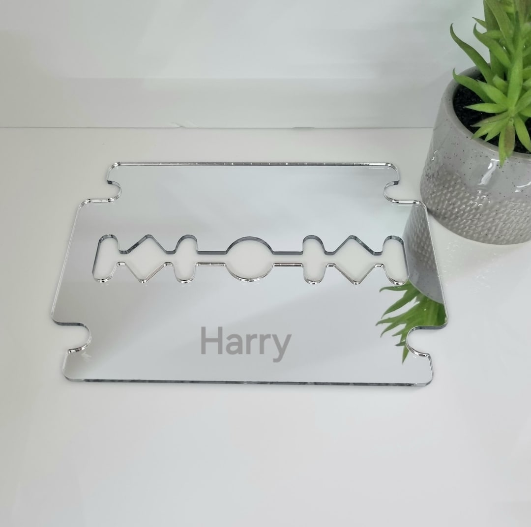 Barbers Razor Blade Acrylic Mirror Wall Art Many Size / Colour Options ...