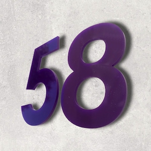 Purple, Floating Finish, Bespoke House Number (per Digit) - Many Font ...