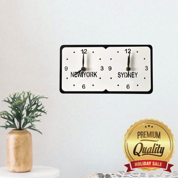 Dual Time Zone Clock - Etsy