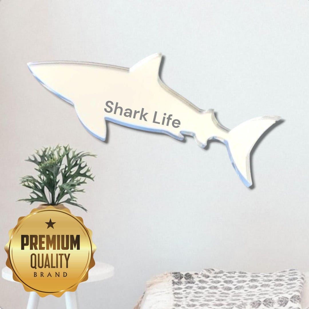 Shark Large Acrylic Mirror Wall Art - Many Size/colour Options, Plain ...
