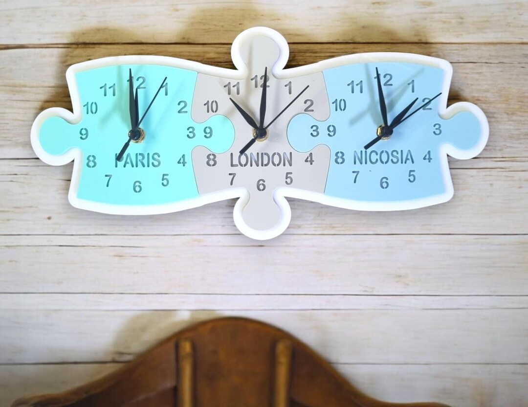 Personalized Time Zone Jigsaw Clock: Custom Family & Friends Acrylic ...