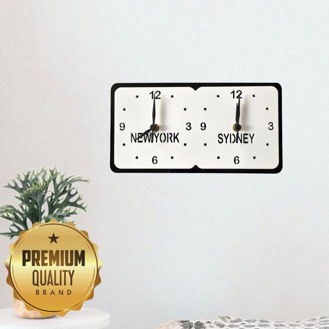 Family, Friends & Place Names, Two Time Zone Clock (rectangular) With ...
