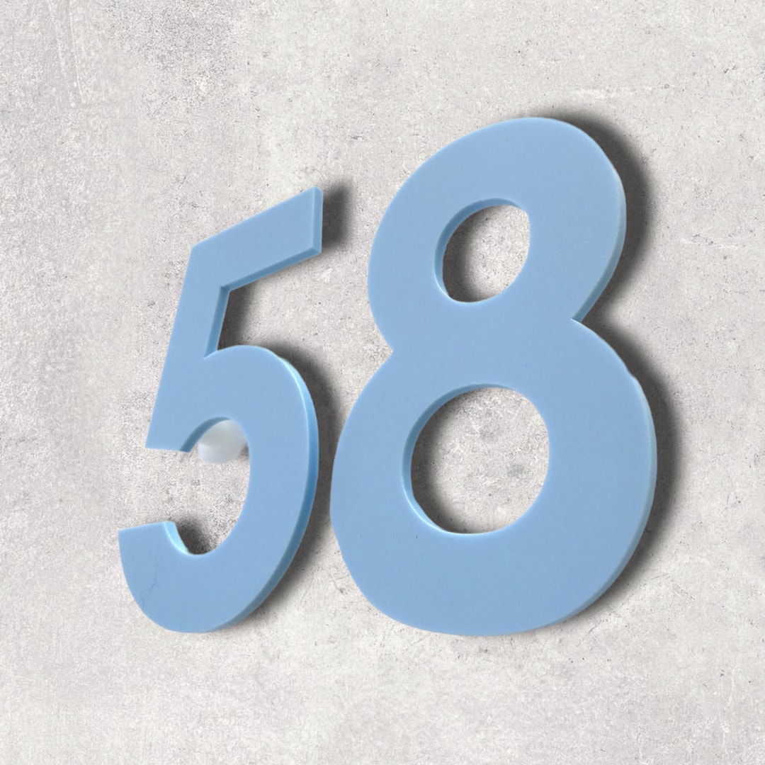 Light Blue, Floating Finish, Bespoke House Number (per Digit) - Many ...