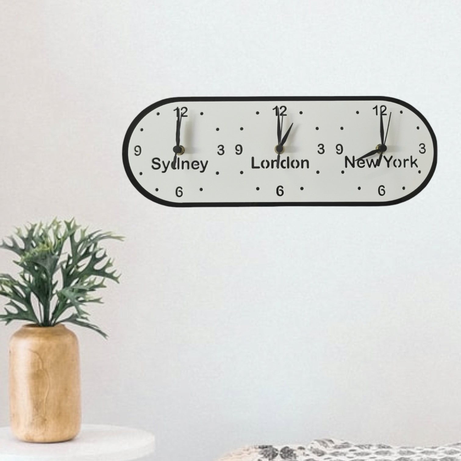 Personalised Three Time Zone Clock rounded With Both Wall - Etsy UK
