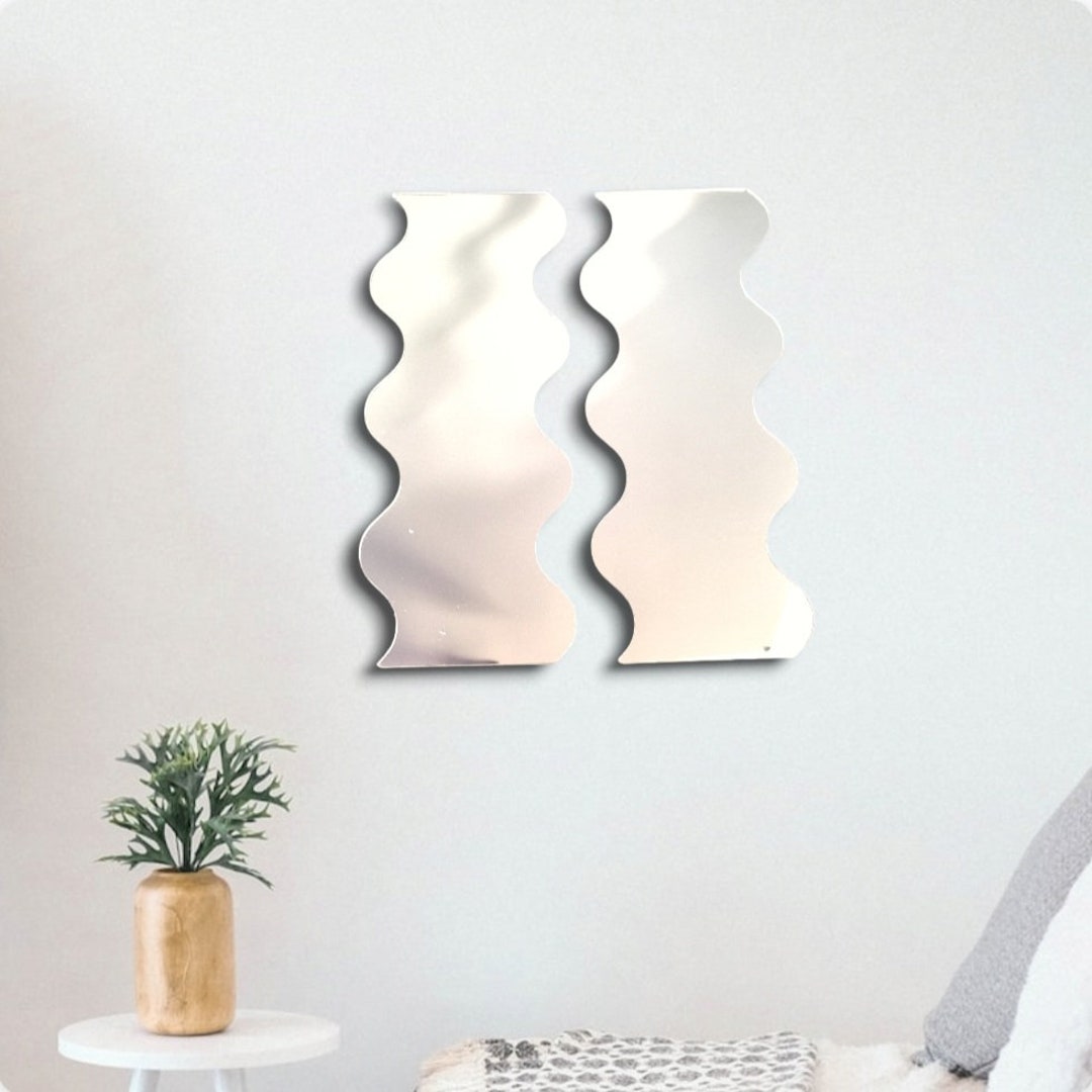 Pair of Large Wavey Acrylic Mirrored Wall Art Many Size - Etsy