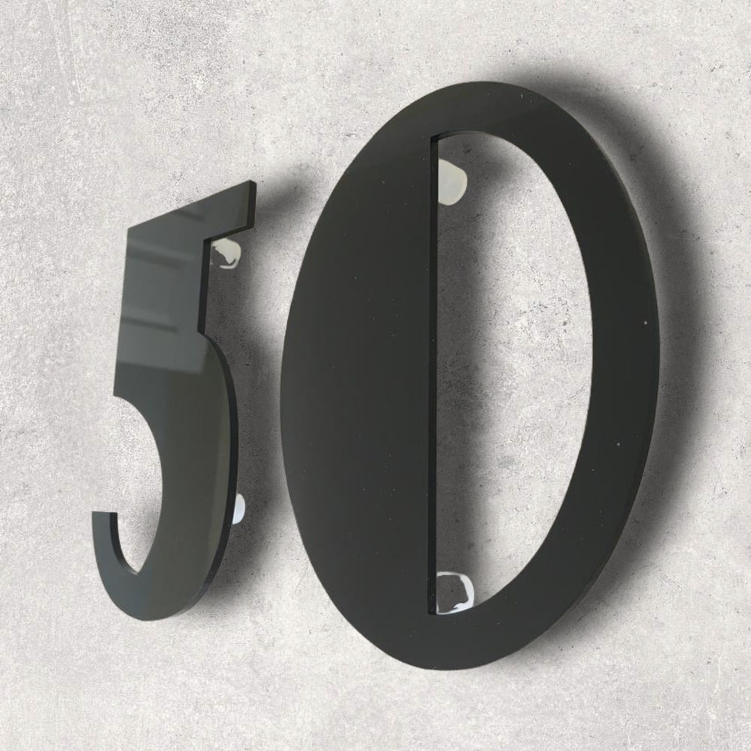 Floating Finish, Art Deco Custom House Numbers (sold per Digit) - Many ...