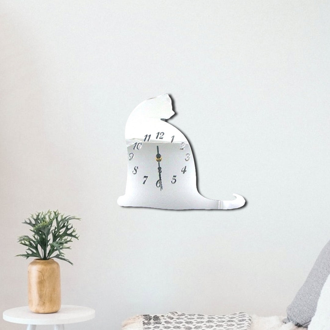 Cat Acrylic Clock – Many Colours Available (bespoke Shapes and Sizes ...