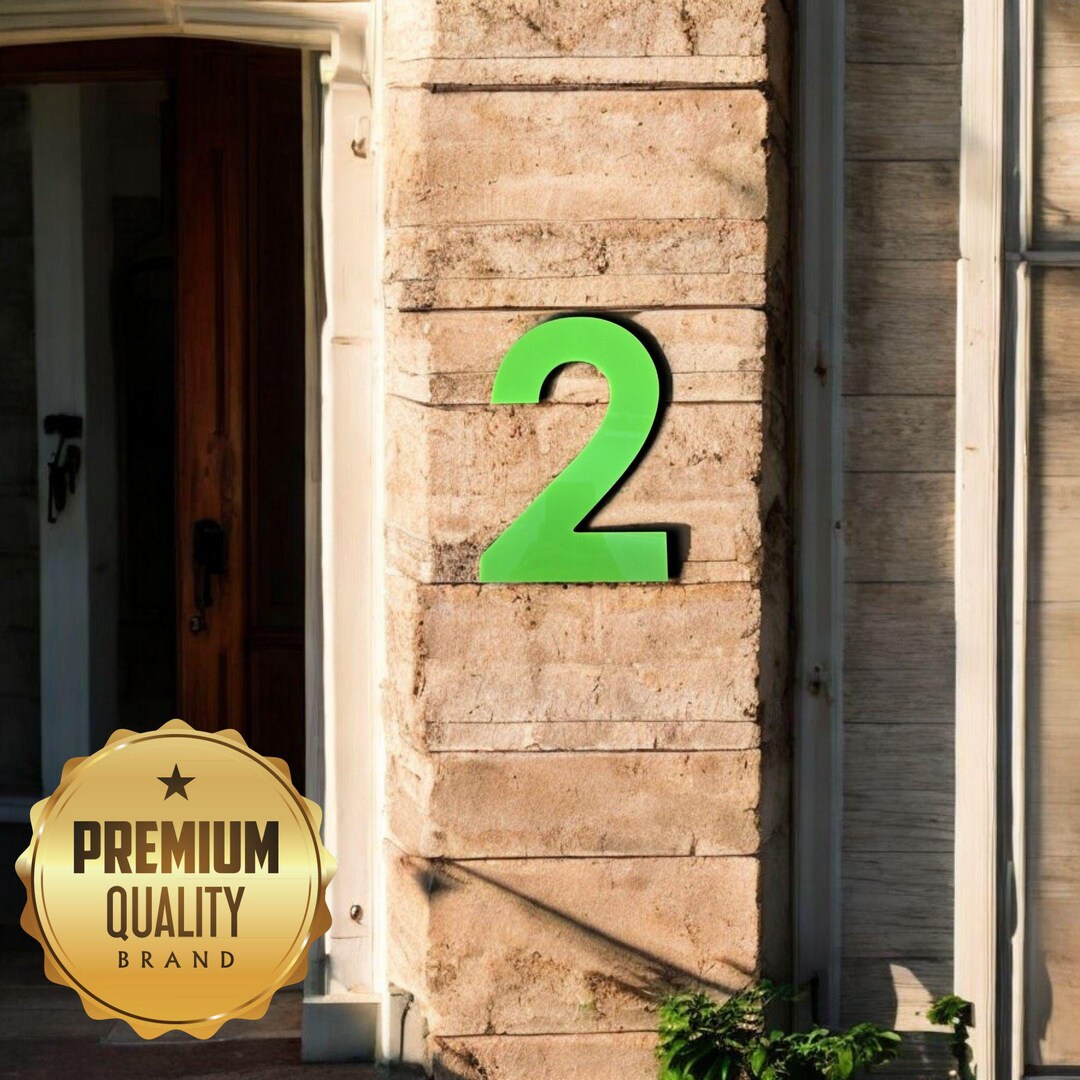 Lime Green, Floating Finish, Bespoke House Number (per Digit) - Many ...