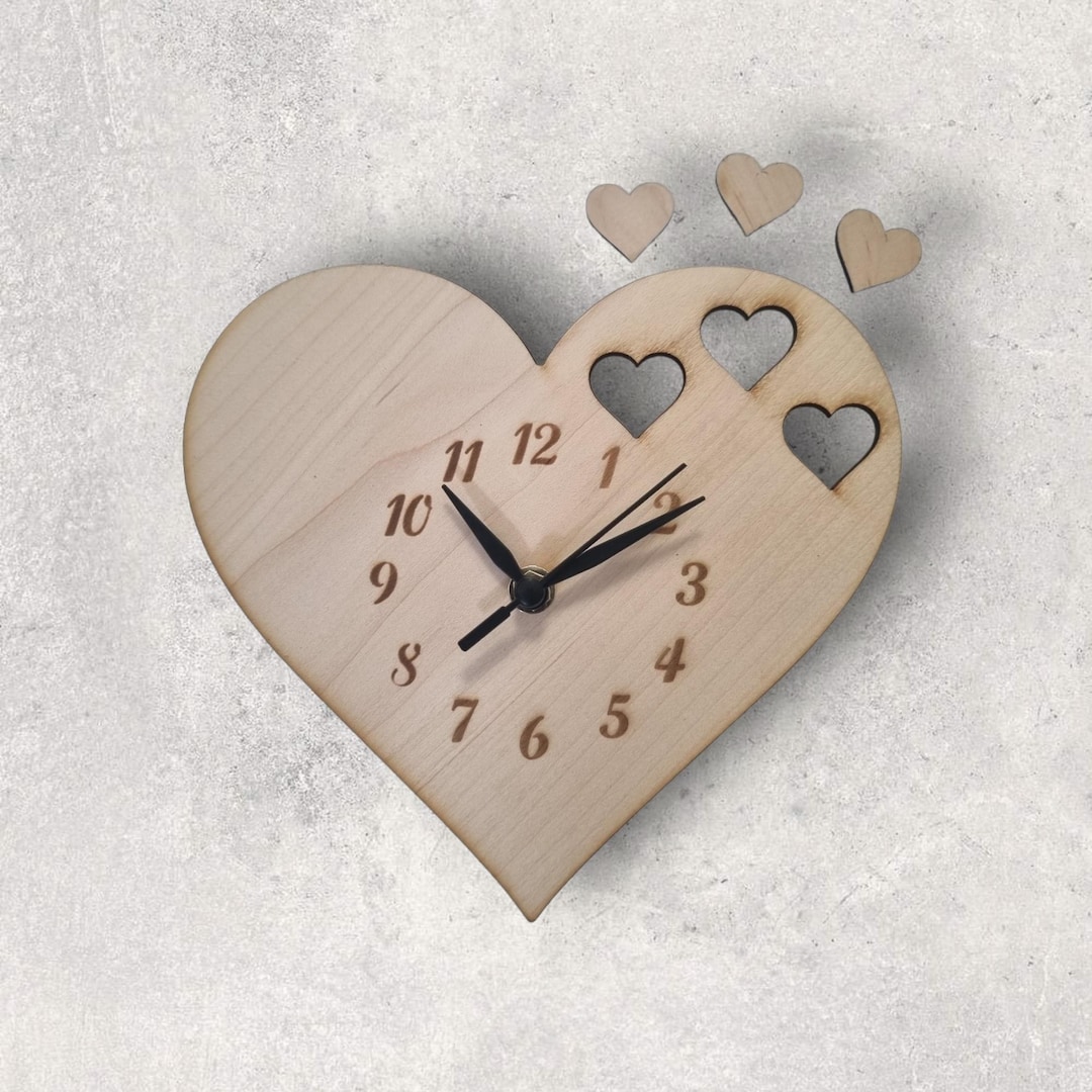 Hearts Out of Heart Shaped Wood Clock – Cherry, Oak or Walnut Finish ...