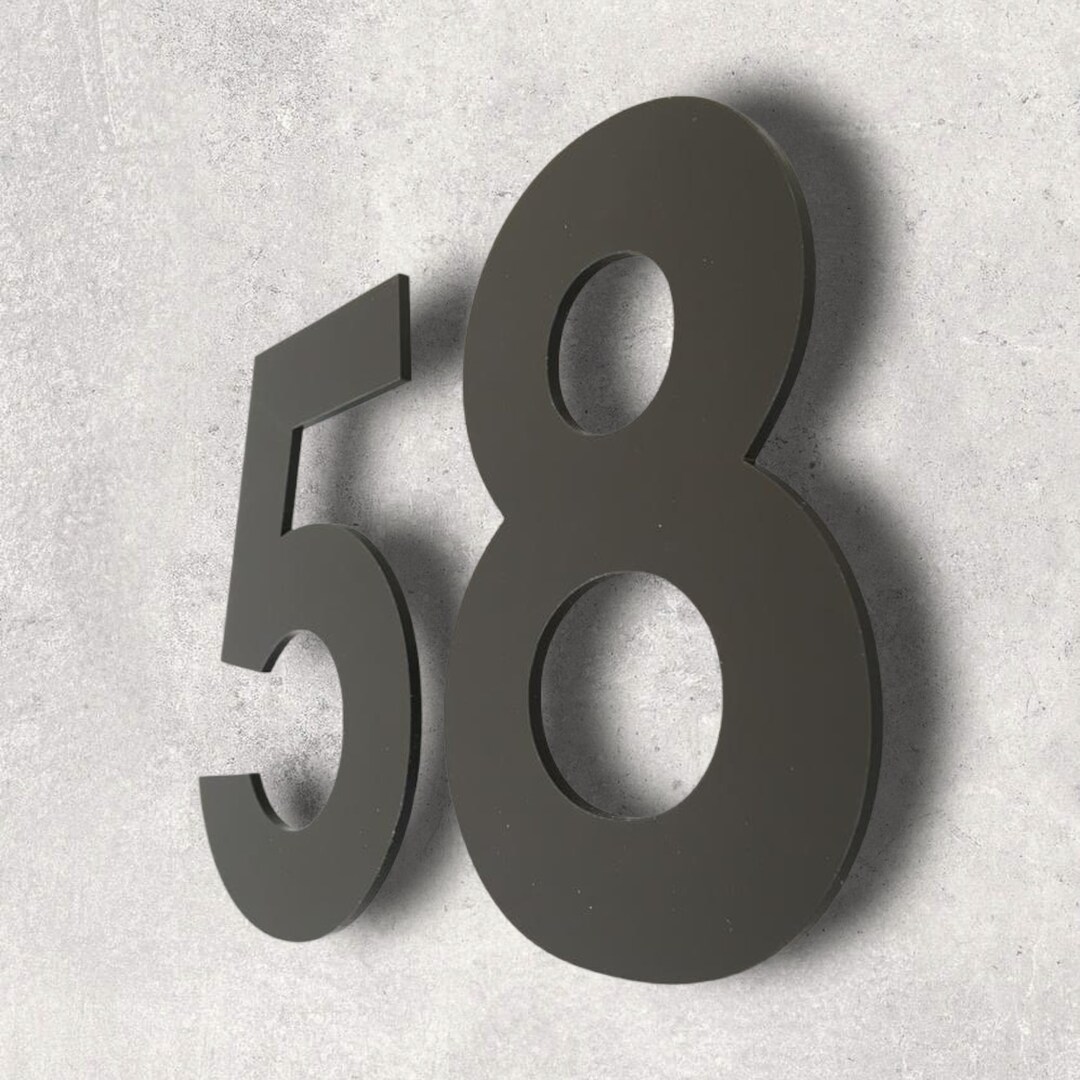 Graphite Grey, Floating Finish, Bespoke House Number (per Digit) - Many ...