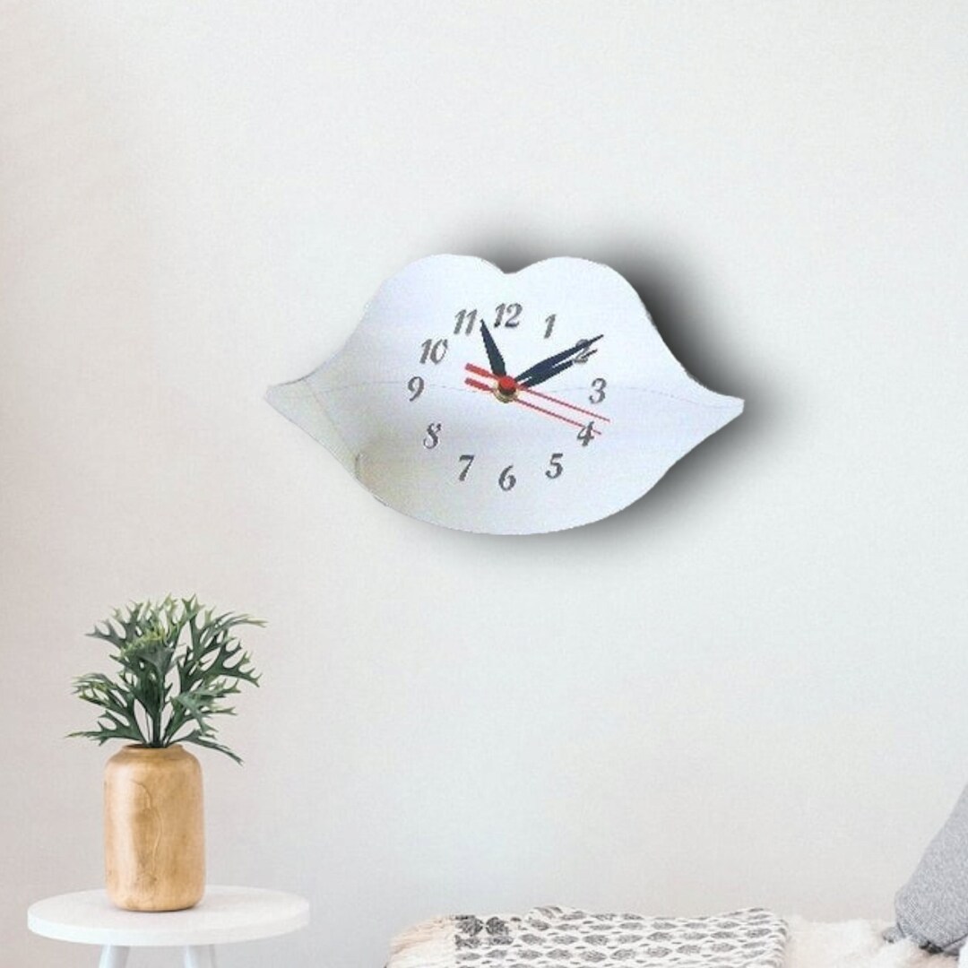 Pair of Lips Acrylic Clock Many Colours Available bespoke Shapes and ...