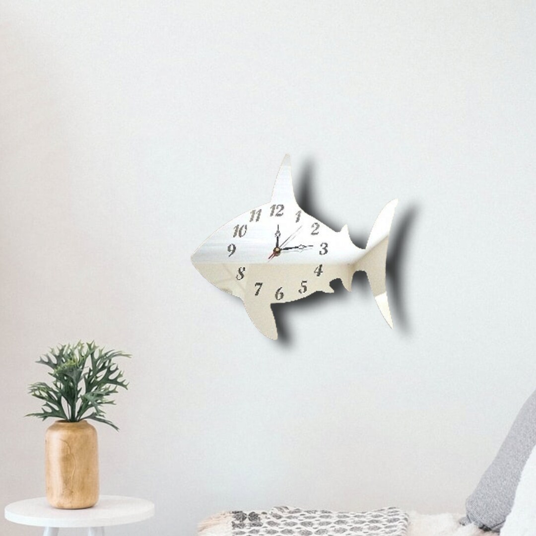 Shark Acrylic Clock – Many Colours Available (bespoke Shapes and Sizes ...