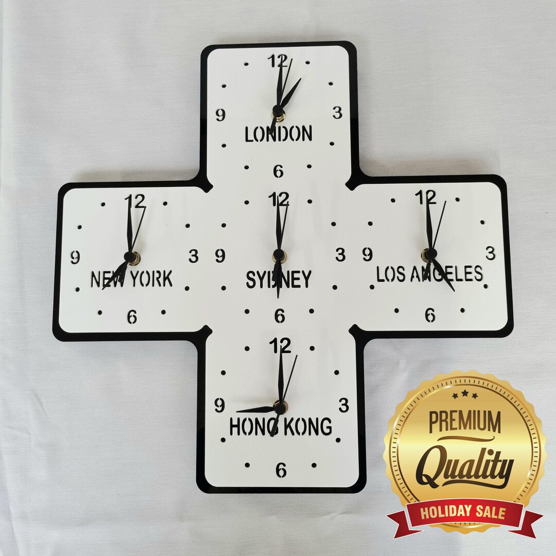 Family, Friends & Place Names, Five Time Zone Cross Style Clocks. Many ...