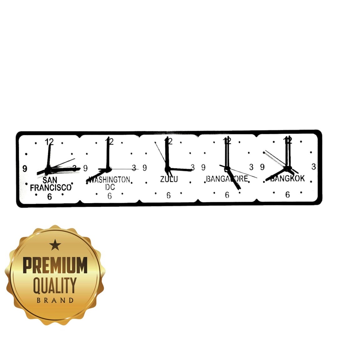 Family, Friends & Place Names, Five Time Zone Clocks (rectangular) in ...