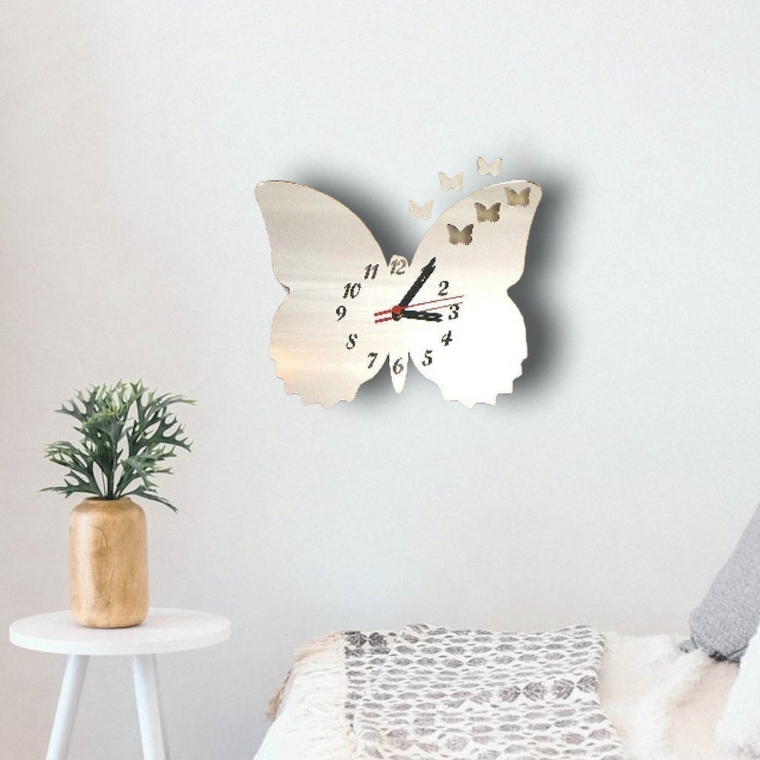 Frilly Butterfly Acrylic Clock – Many Colours Available (bespoke Shapes ...